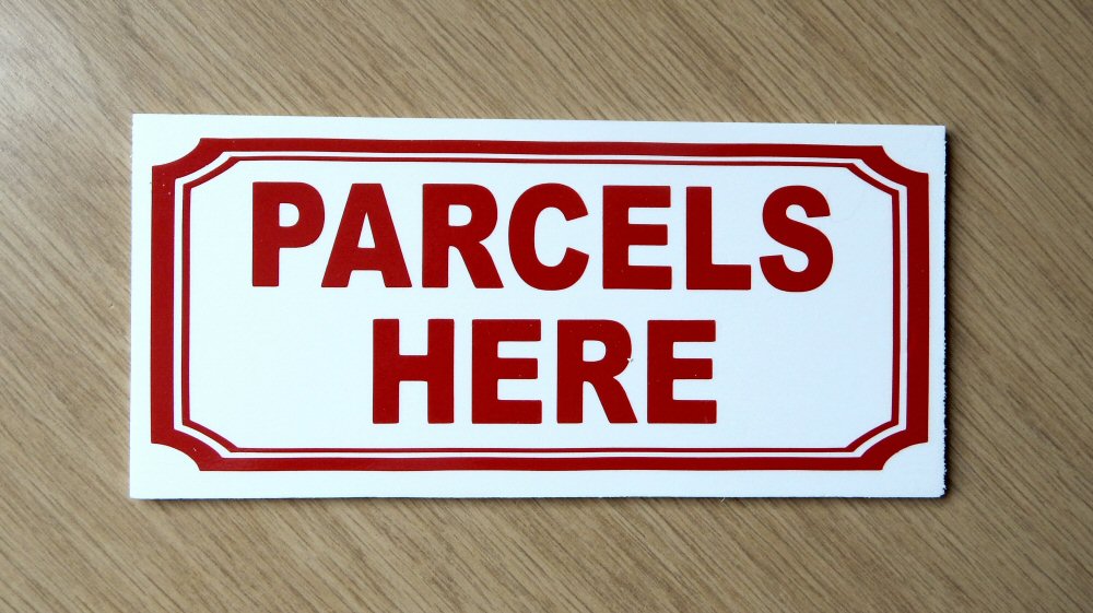 Parcels Here sign. 3mm thick Plastic Sign. (BS-50) | eBay